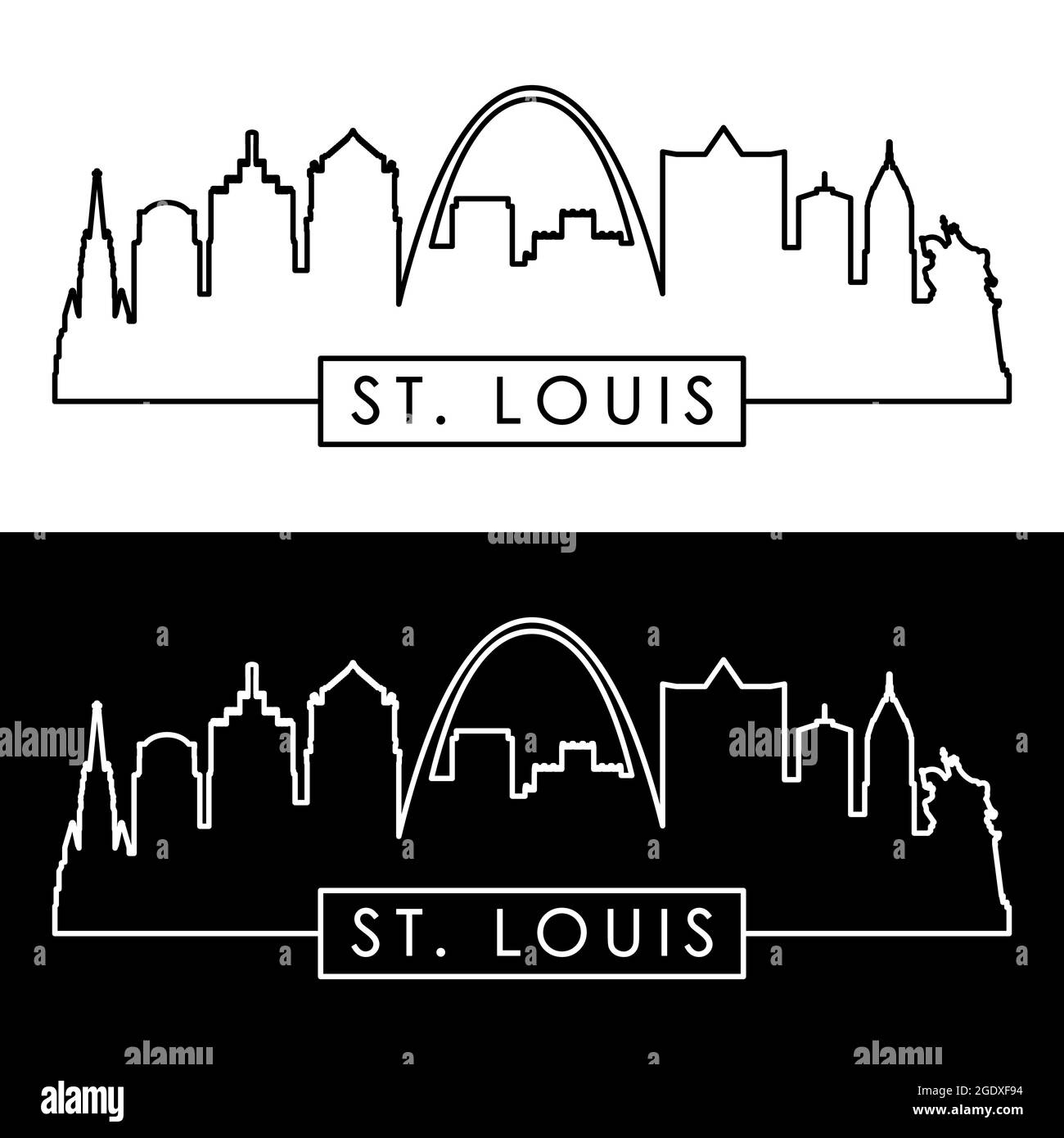 St.Louis skyline. Linear style. Editable vector file Stock Vector Image ...