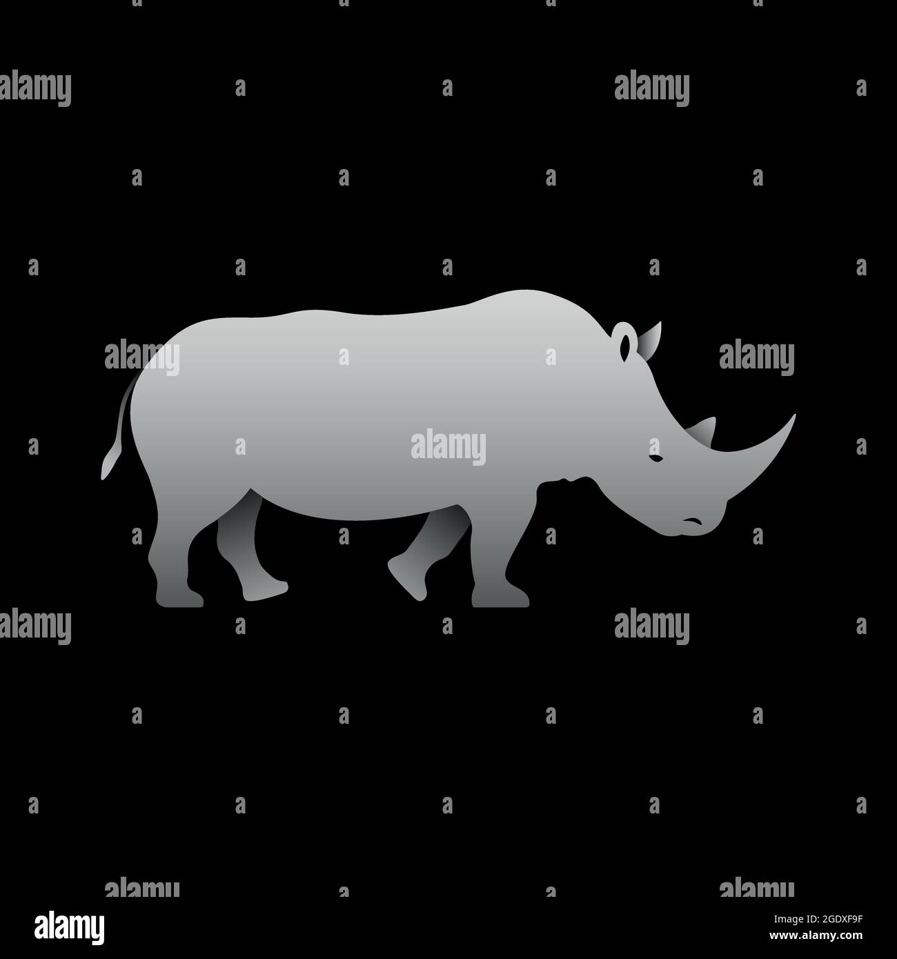 Silhouette of a gray rhino standing. Rhinoceros side view profile Stock ...