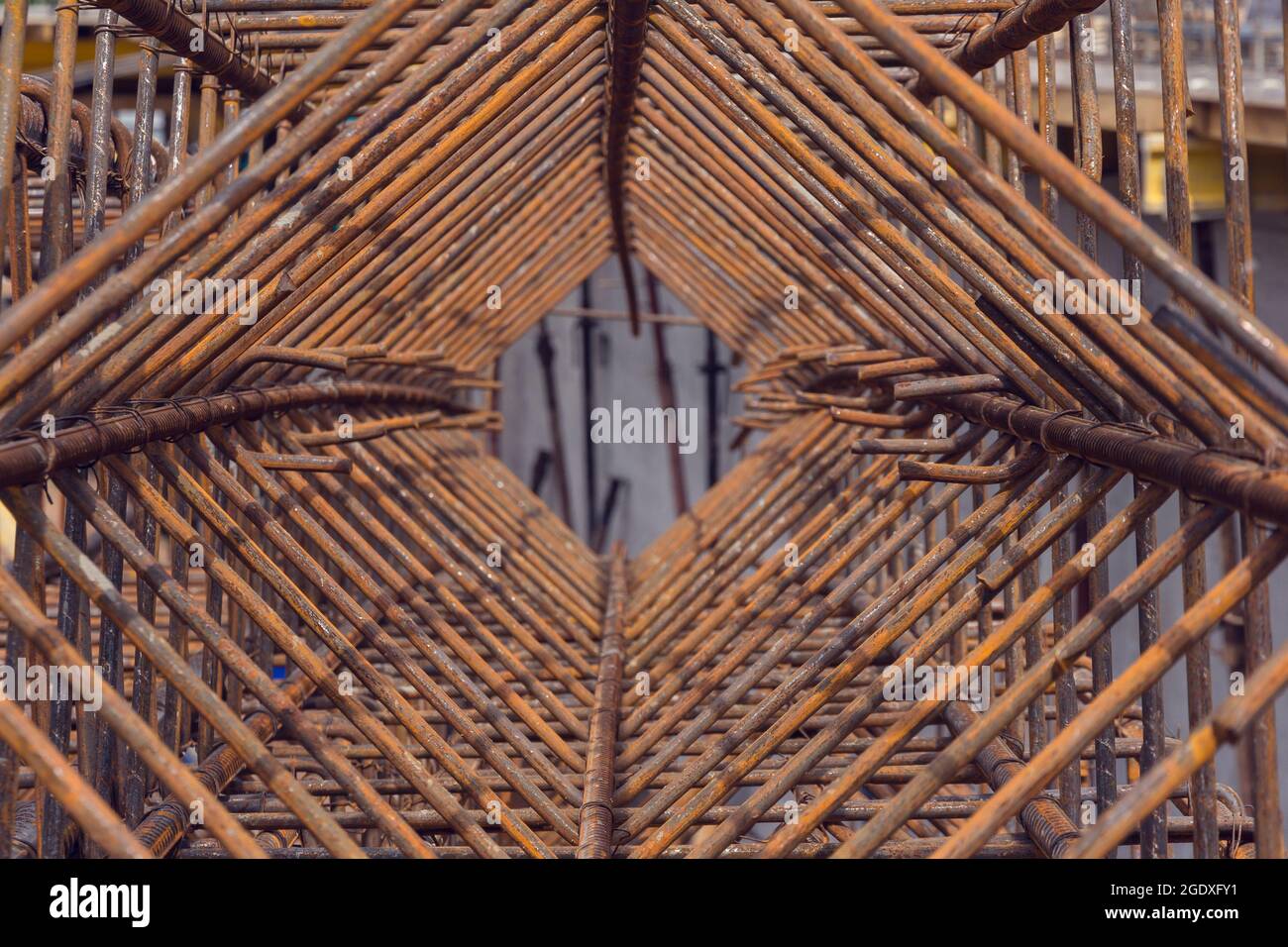 Rebar texture. Reinforcement steel rod. Rusty rebar for concrete ...