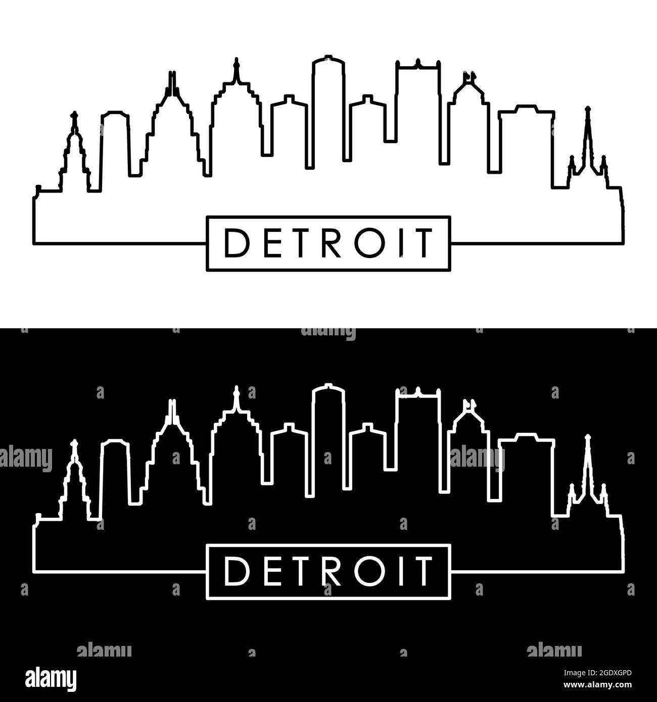 Usa michigan detroit skyline Stock Vector Images - Alamy