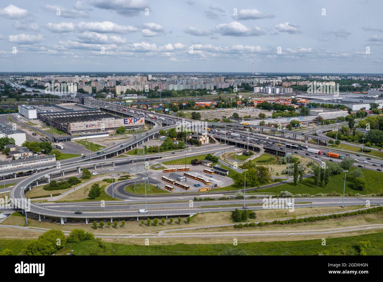 Aerial view of Expressway S8 and Modlinska and Jagiellonska Street in ...