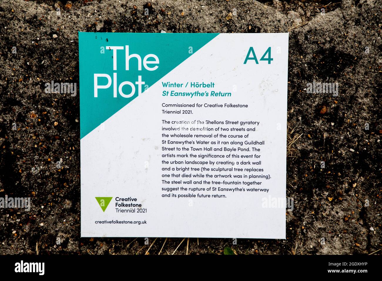 Folkestone Triennial 2021 - "On the Track of St Eanswythe's Waterway" by Patrick Corillon Stock ...