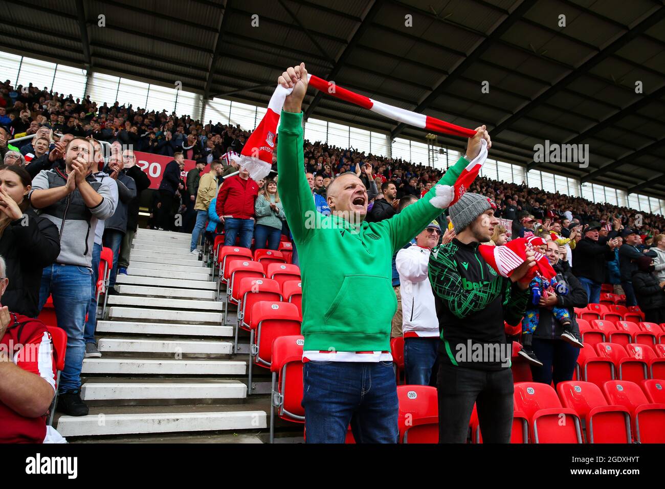 Stoke City fans in the Boothen End of the stadium before the Sky Bet ...