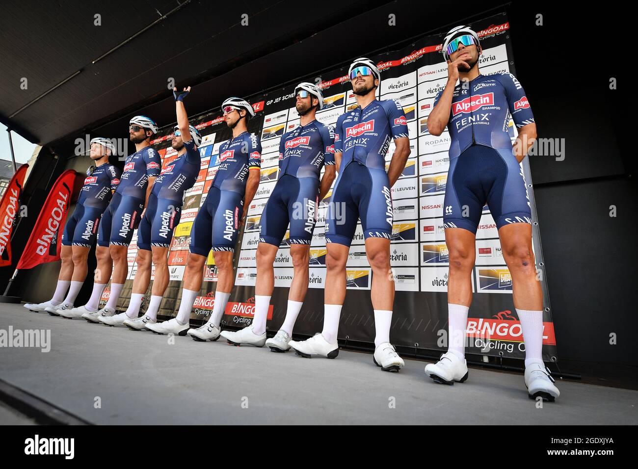 Alpecin-Fenix riders pictured at the start of the one day cycling race ...
