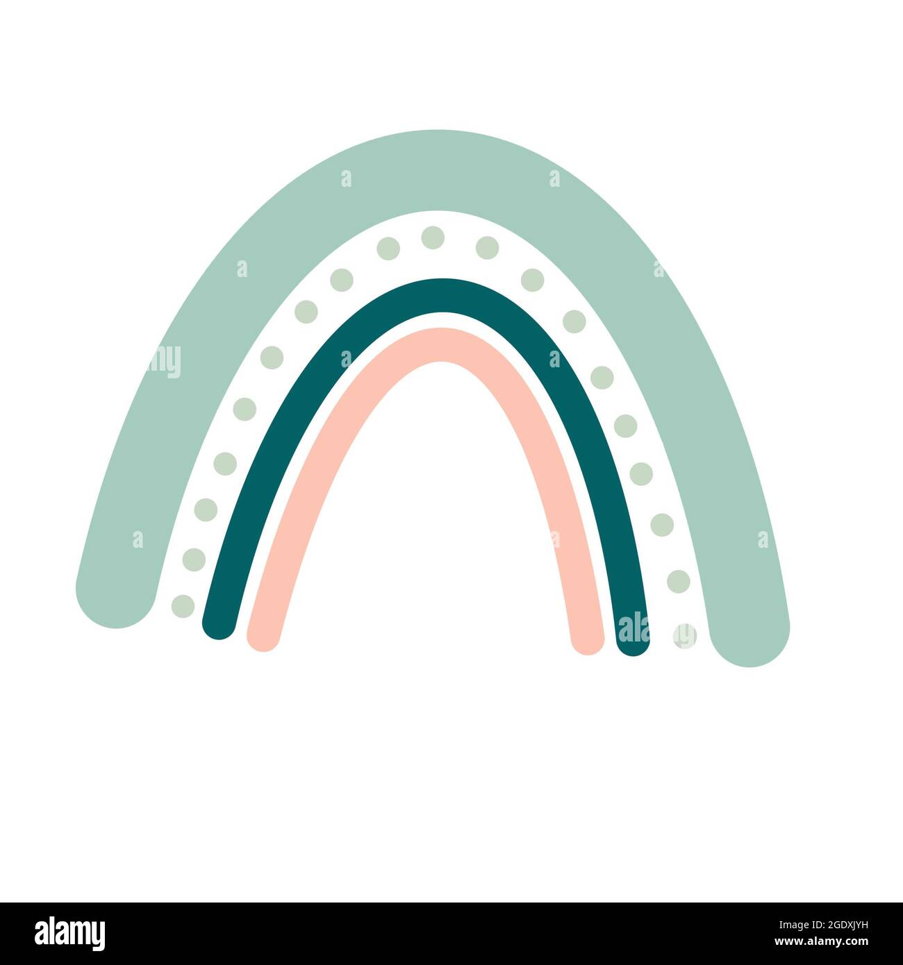 Cute pastel rainbow set with drops and heart isolated on white ...