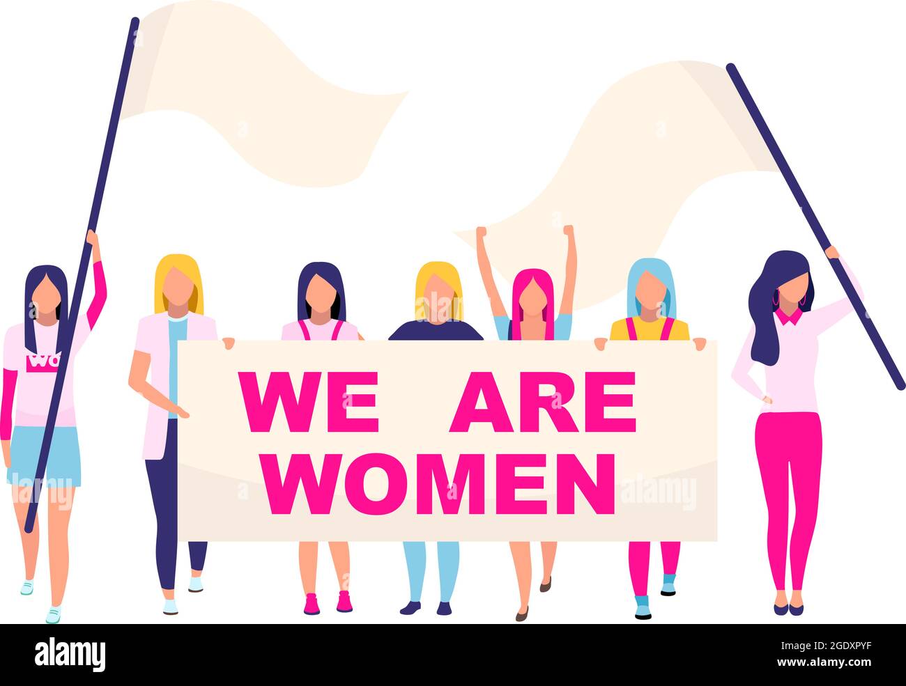 Supporting women movement flat concept vector illustration Stock Vector ...