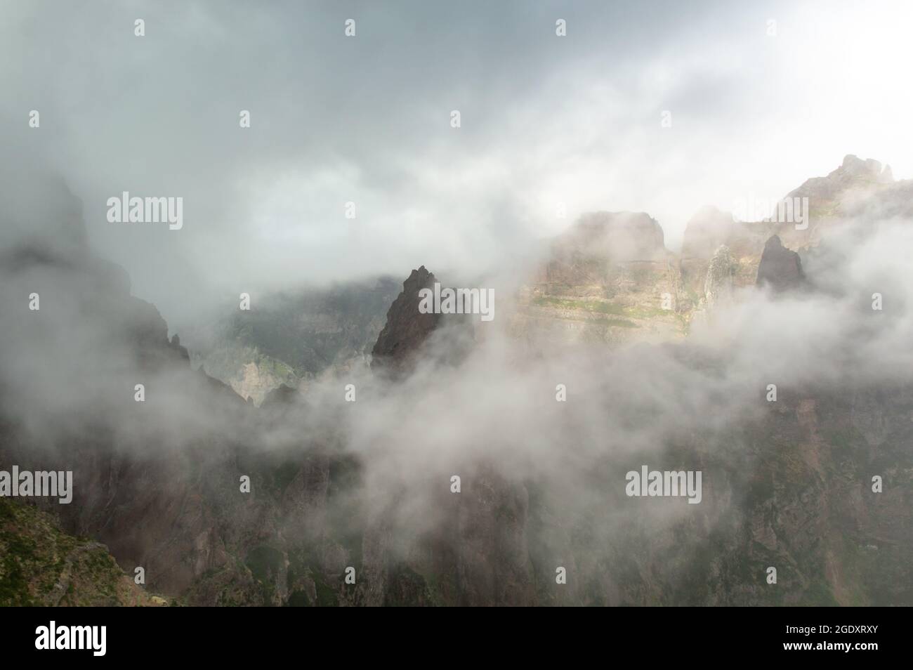Landscape of mountains in Madera island Stock Photo - Alamy