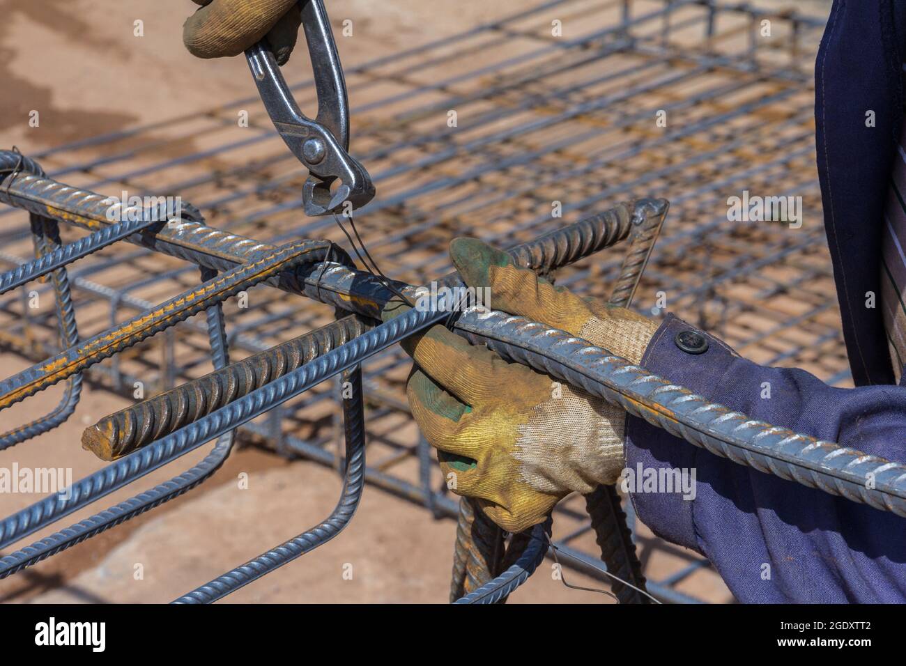 Construction rebar steel work reinforcement. Closeup of Steel rebars ...