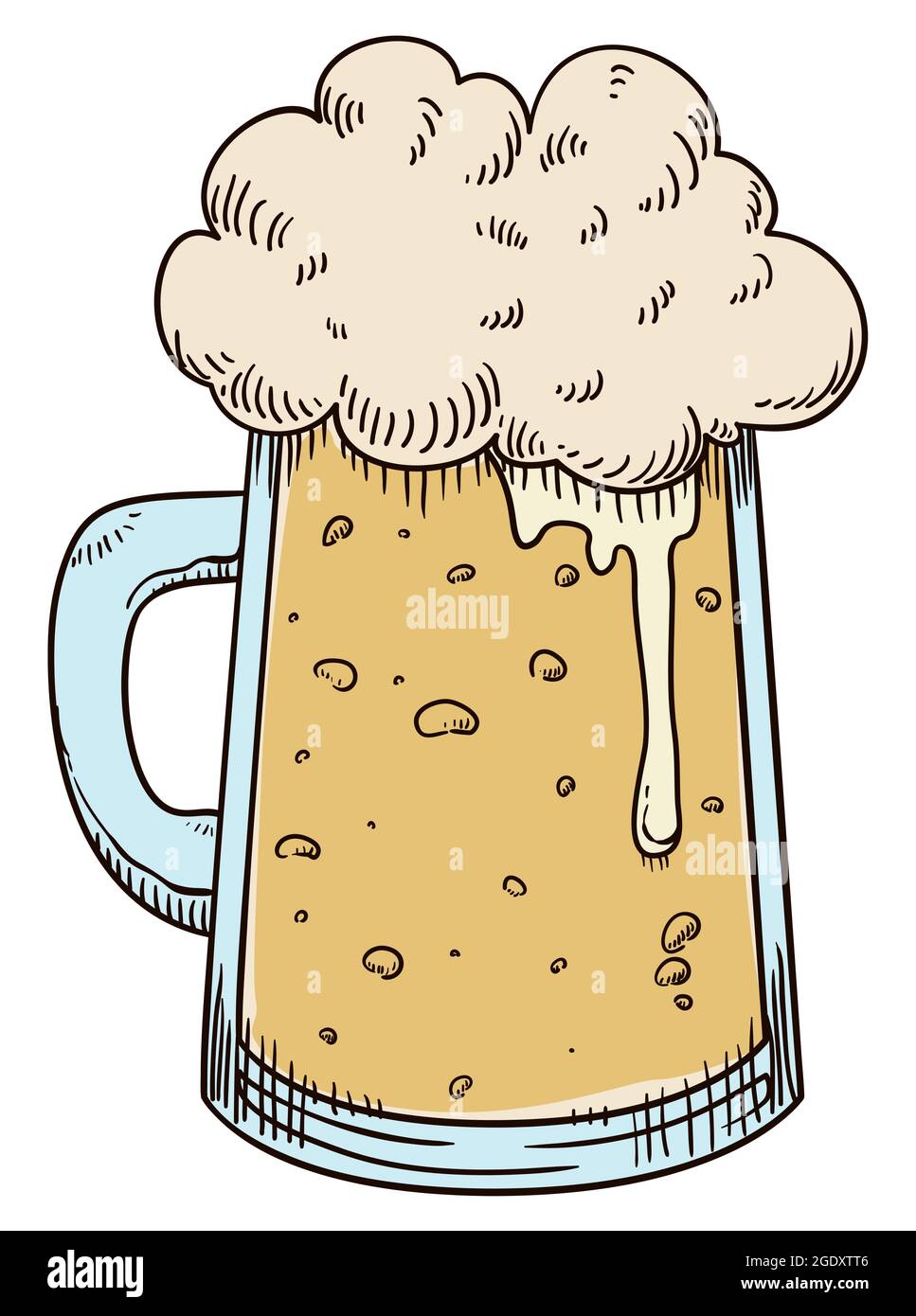 Design of a delicious, bubbly and frothy beer served in a glass tankard ...