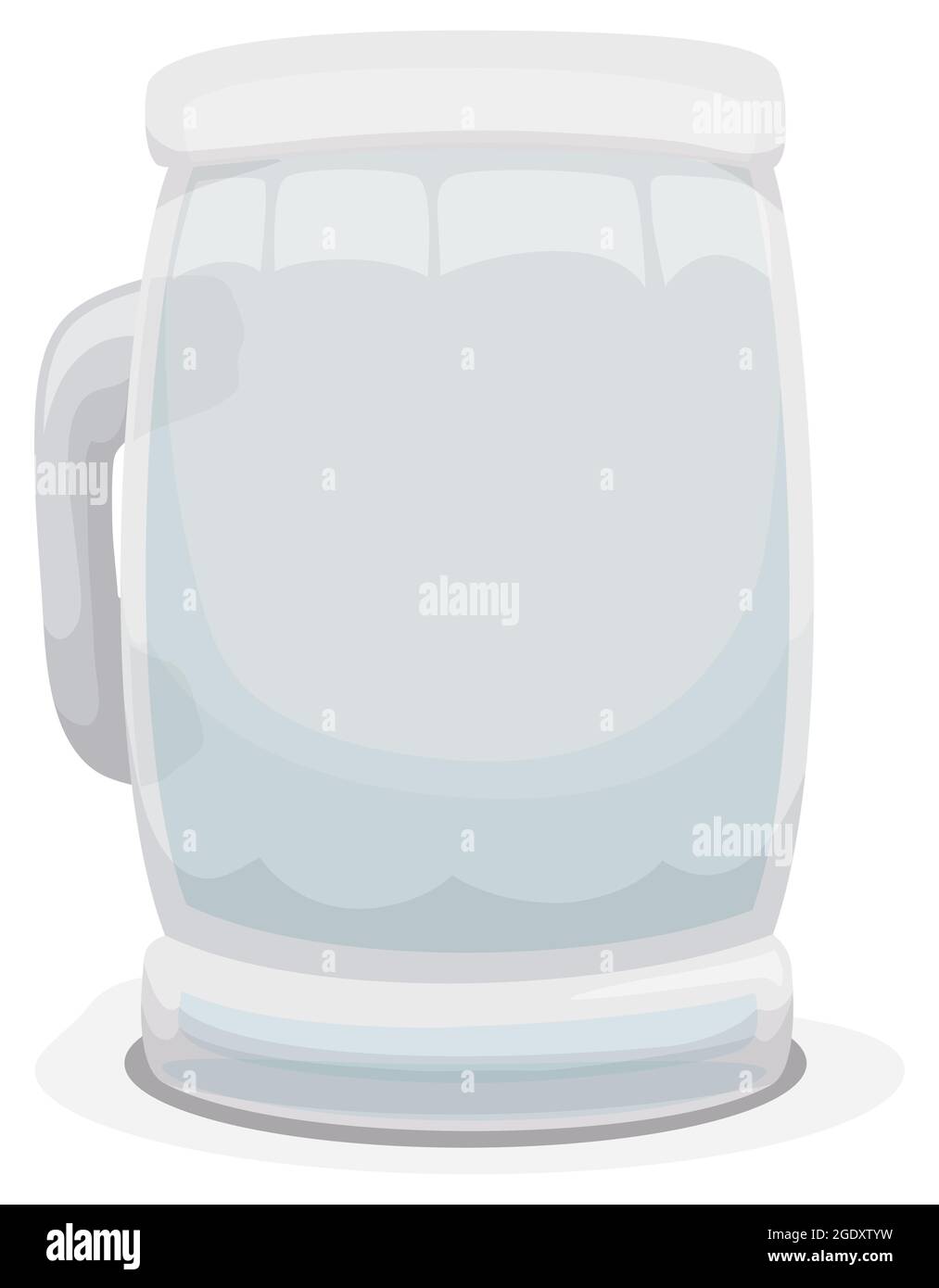 Isolated and empty glass tankard mug with handle, over white background ...