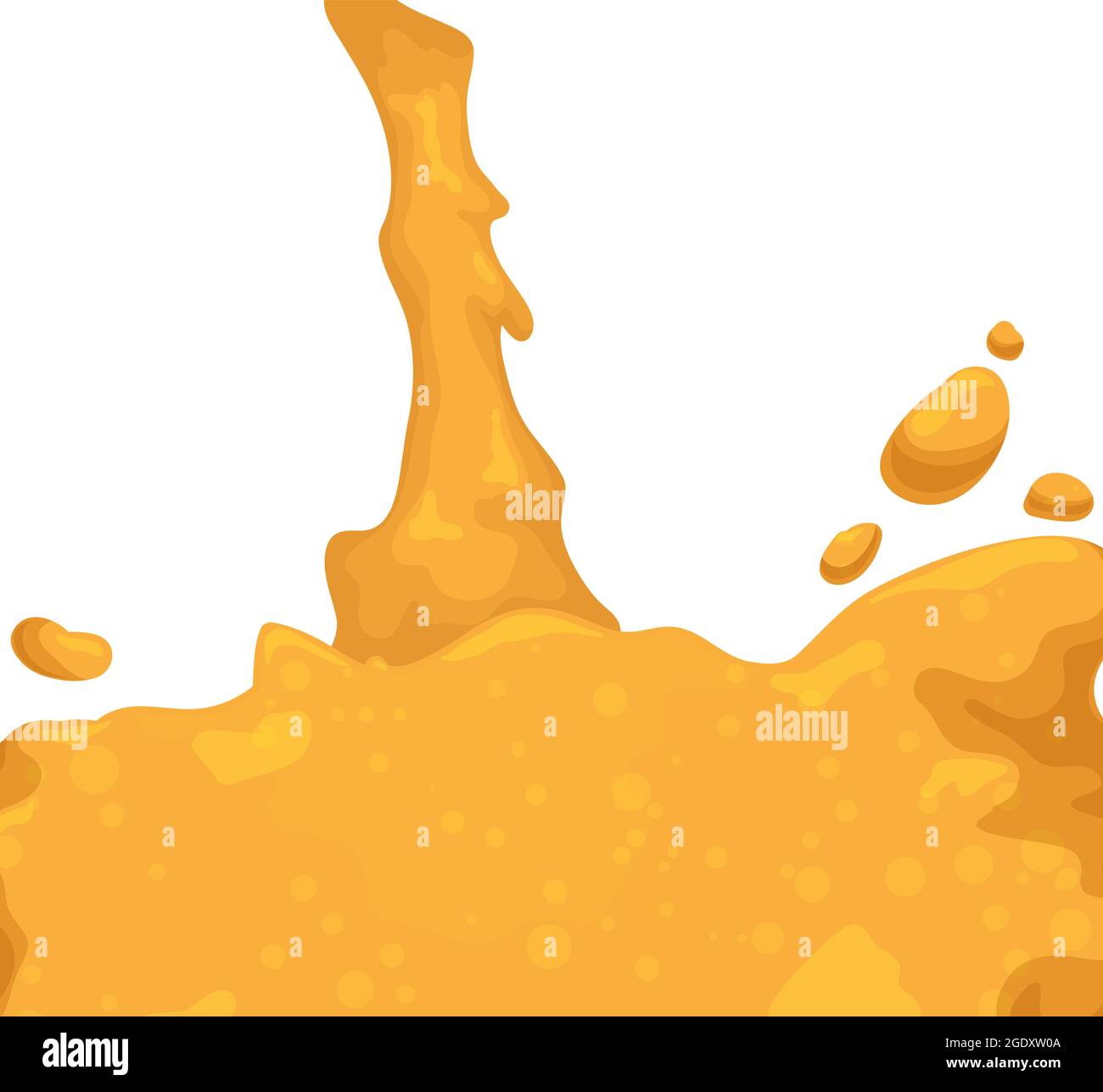 Close-up view of pouring blond beer, bubbles and some drops, in cartoon ...