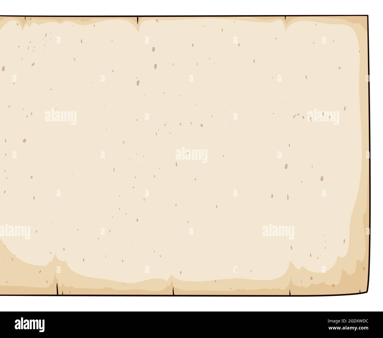 Template with aged scroll page in cartoon style and isolated over white ...