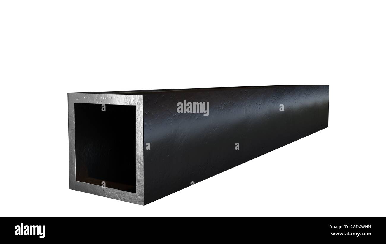 Square tube metal profile. isolated cg industrial 3D rendering Stock ...