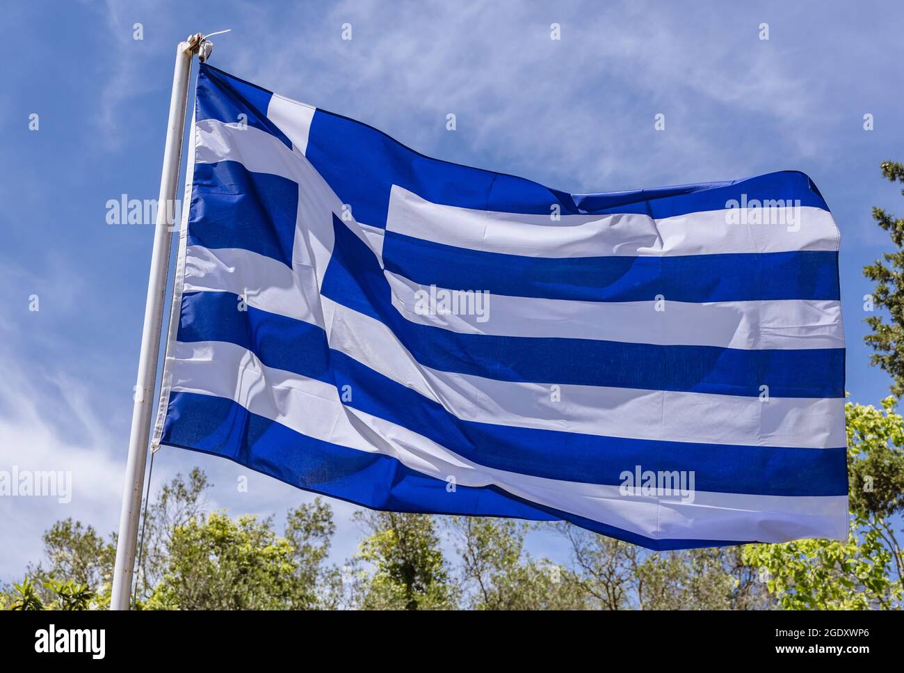 Flag of Greece on a Corfu Island Stock Photo - Alamy