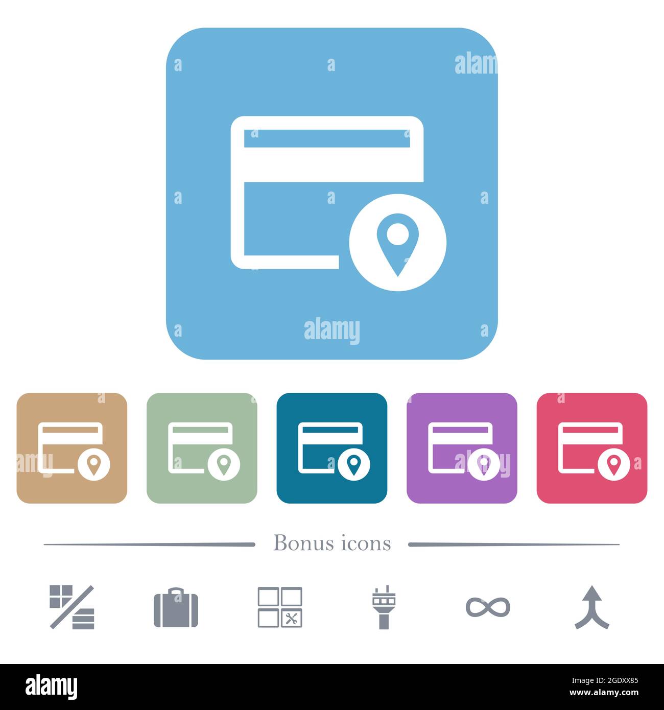 Credit card usage tracking white flat icons on color rounded square ...