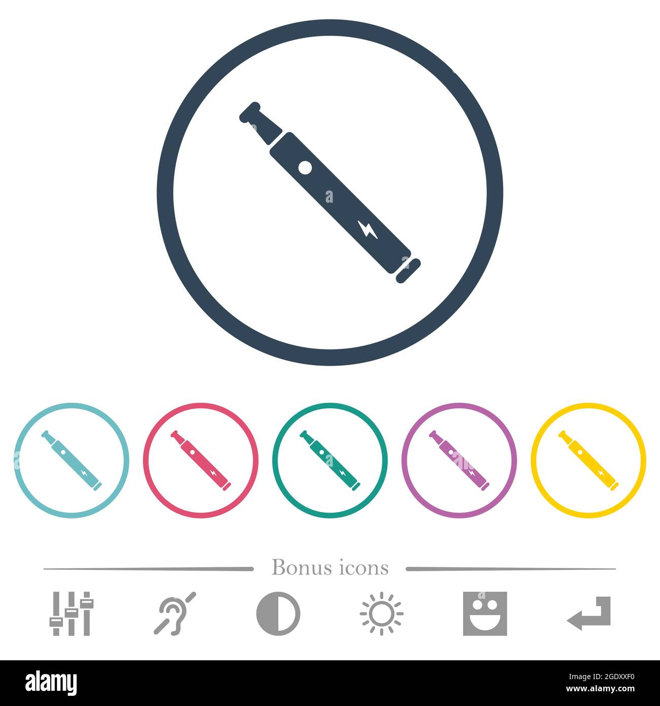 Electronic cigarette solid flat color icons in round outlines. 6 bonus ...