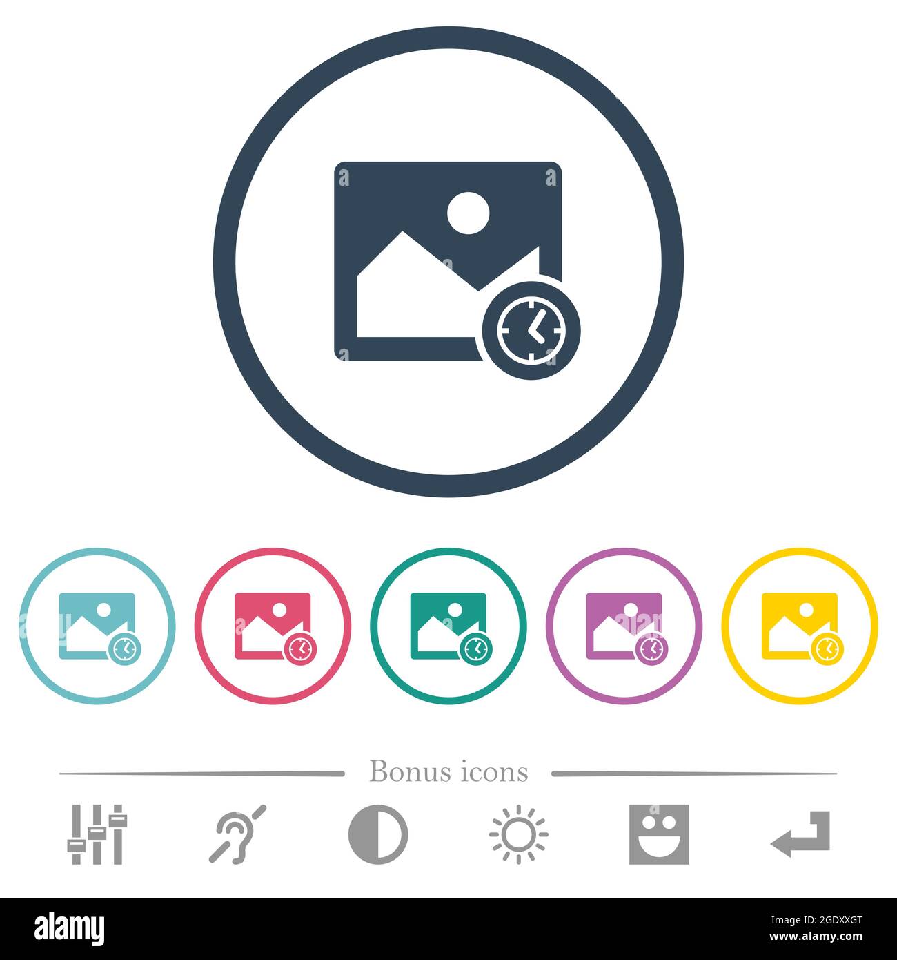 Image modified time alternate flat color icons in round outlines. 6 ...