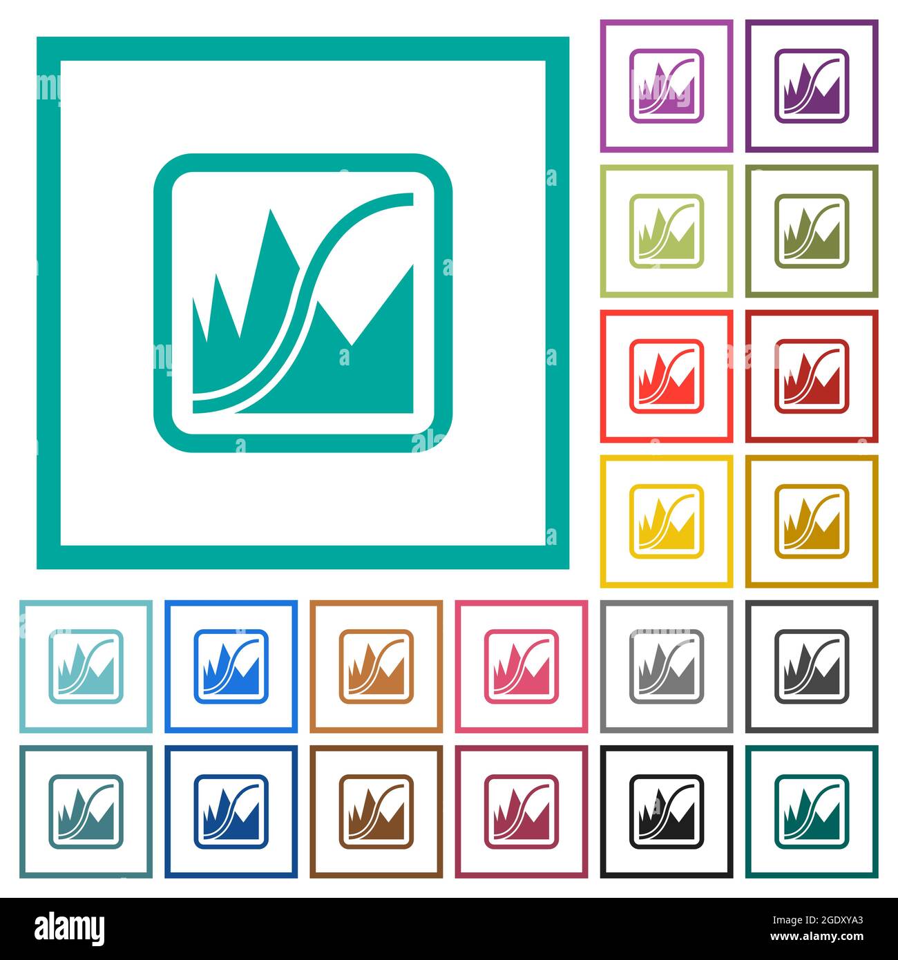 Adjust image curves flat color icons with quadrant frames on white ...