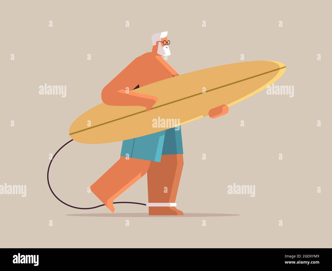 senior man with surf board aged male surfer holding surfboard summer ...