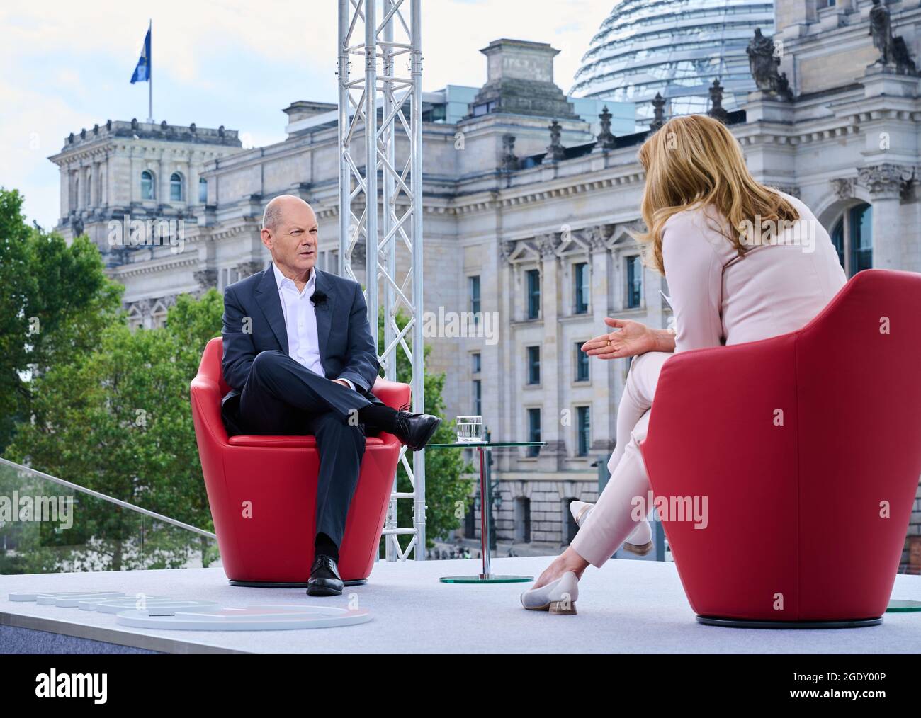 15 August 2021, Berlin: Olaf Scholz, Finance Minister and SPD candidate ...