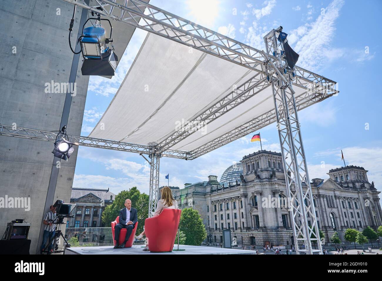 15 August 2021, Berlin: Olaf Scholz, Finance Minister and SPD candidate ...
