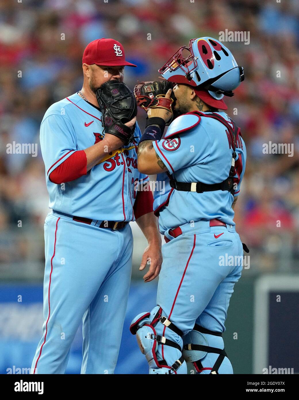 Aug 14, 2021: Talk to the glove. St. Louis Cardinals starting pitcher ...