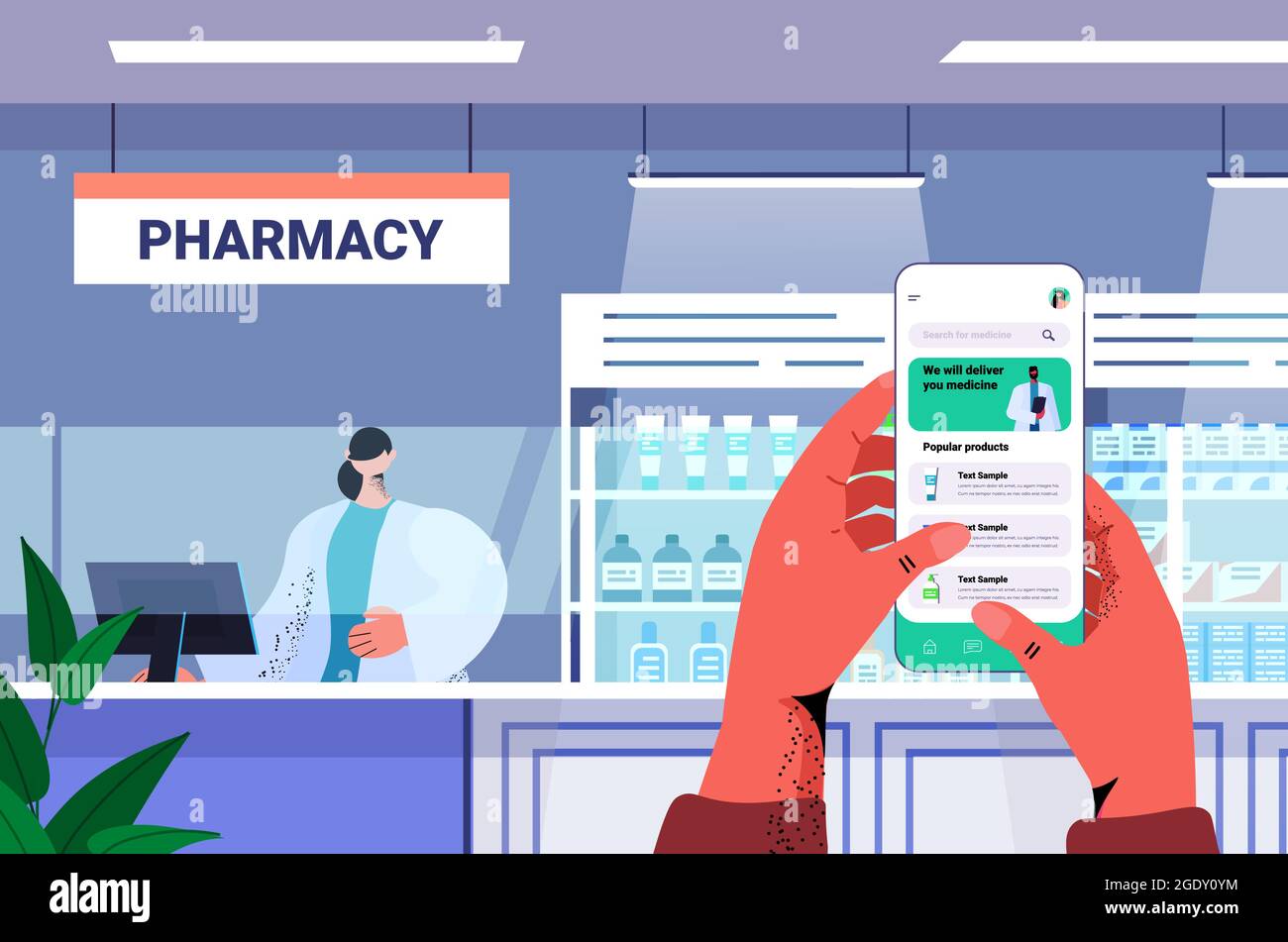 hands ordering medications on smartphone screen modern drugstore ...