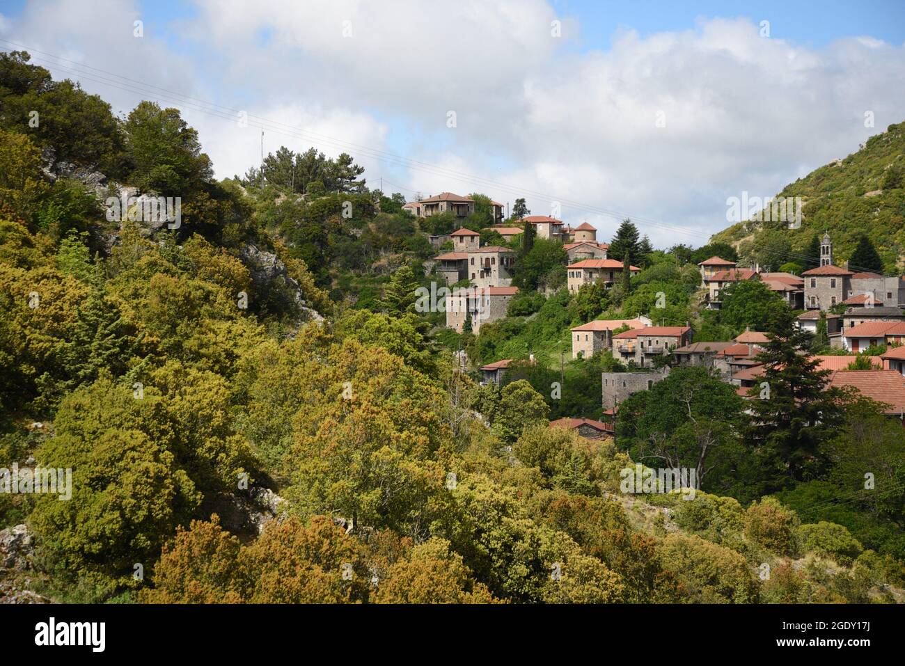 Landscape with scenic view of traditional rural houses in the historic ...