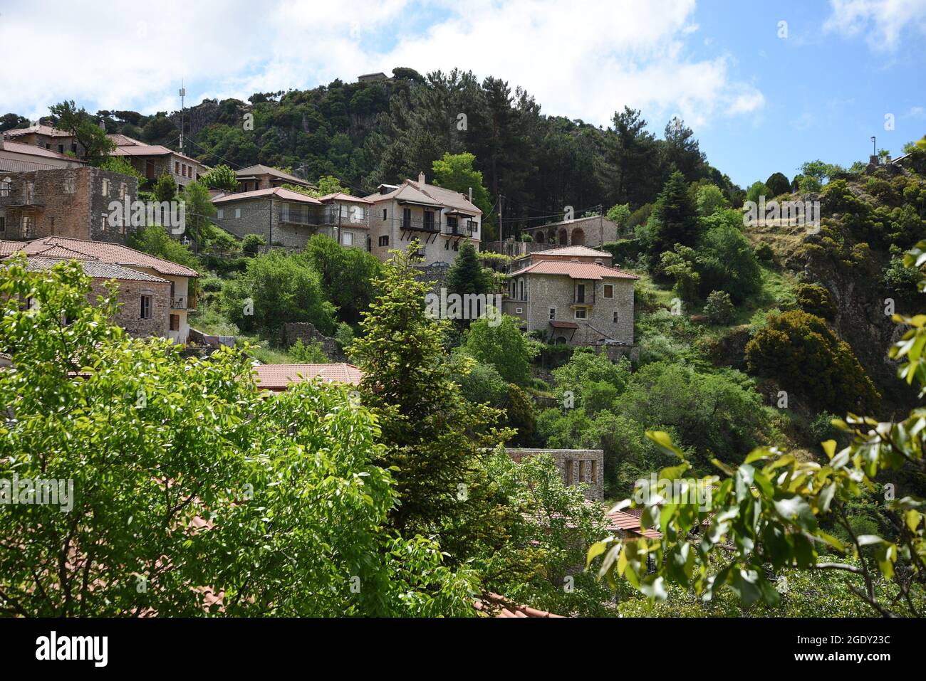 Landscape with scenic view of traditional rural houses in the historic ...