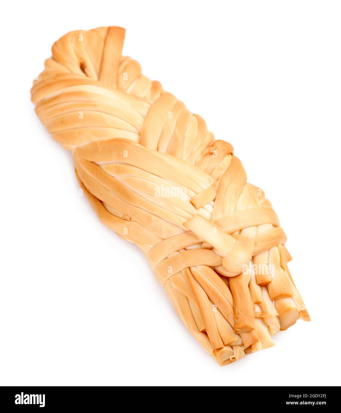 Smoked braided cheese isolated on white Stock Photo - Alamy