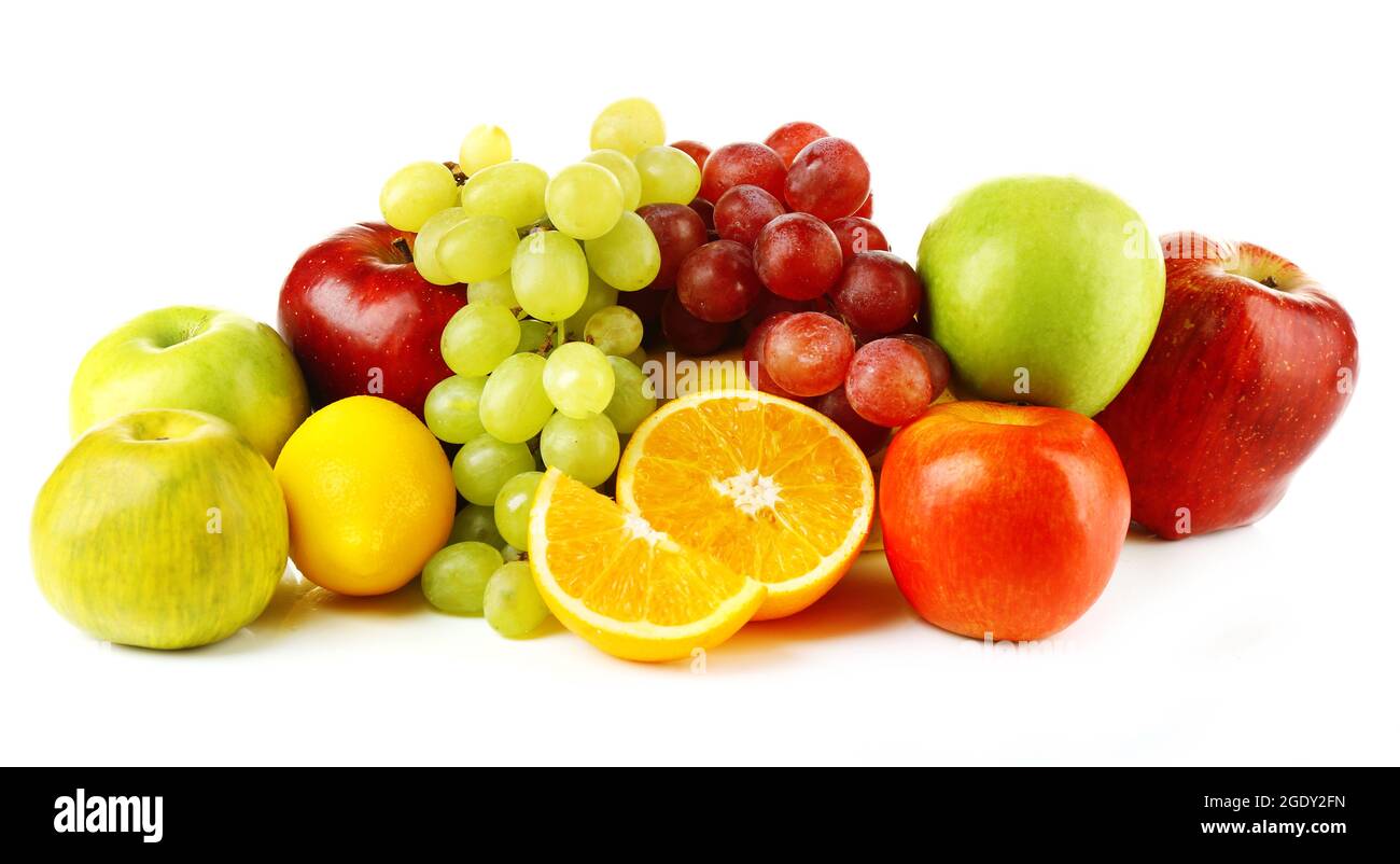 Ripe fruits isolated on white background Stock Photo - Alamy