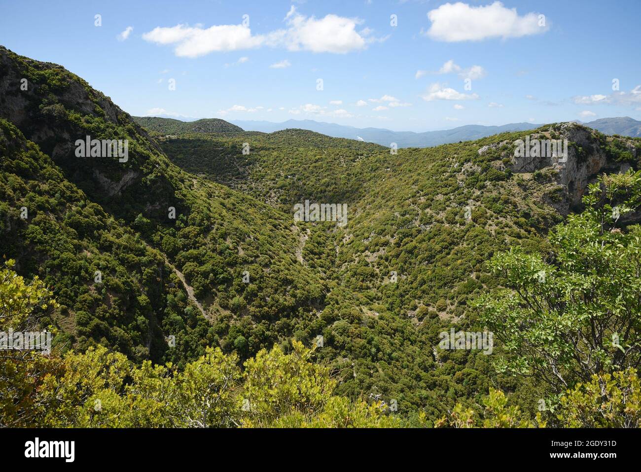 Natural landscape with scenic view of Mainalo mountains in Arcadia ...