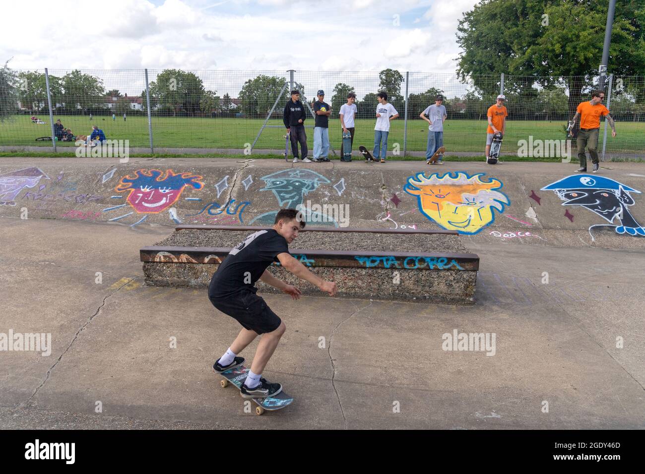 14/08/2021. London, UK. Skateboarders take part in the Harrow Skate ...