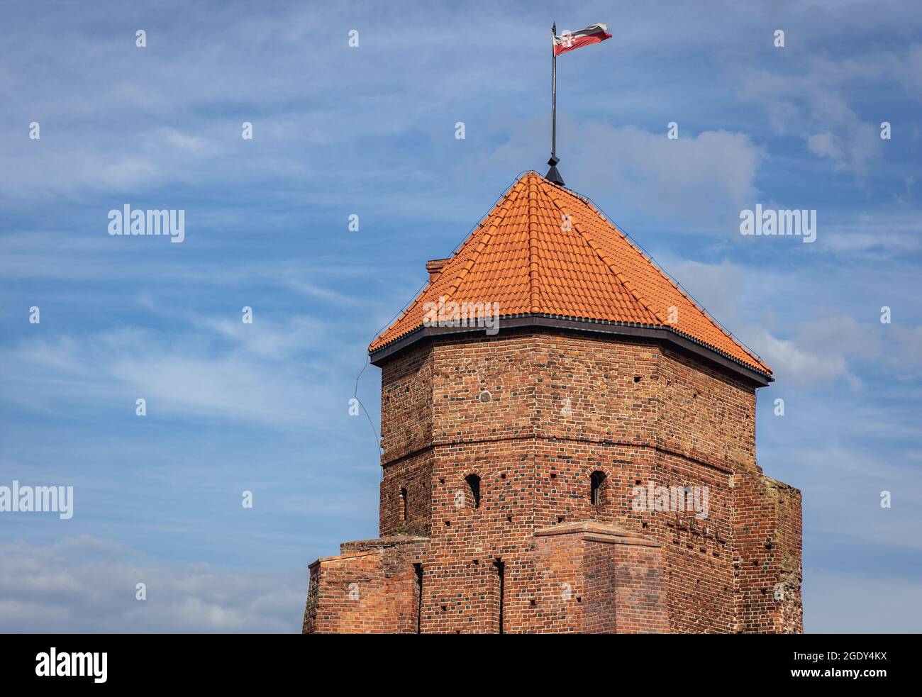 Tower of gothic ducal castle from 15th century in Liw village, Masovian ...