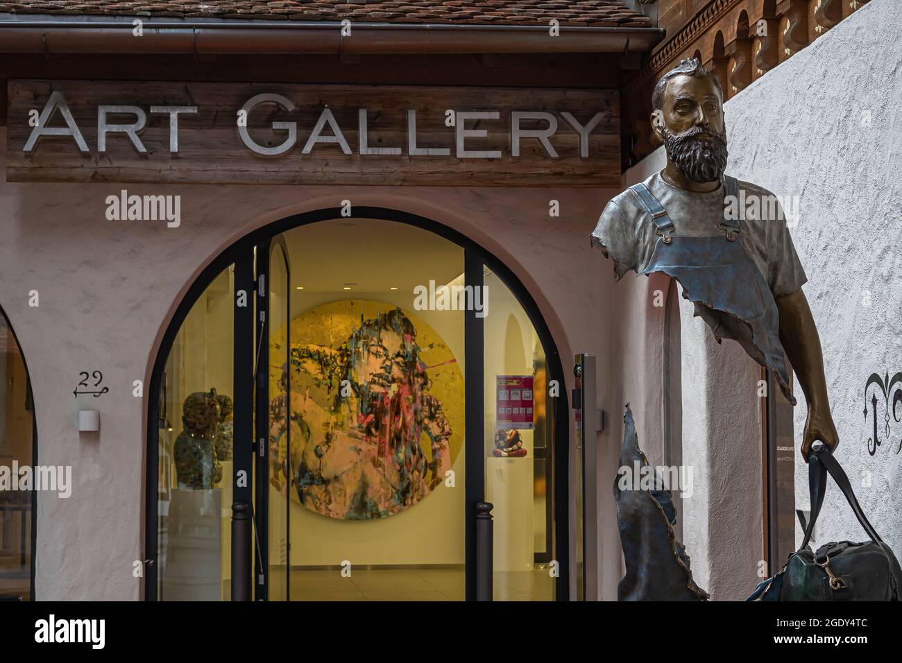Gstaad, Switzerland - July 16, 2020: Art gallery in the swiss village ...