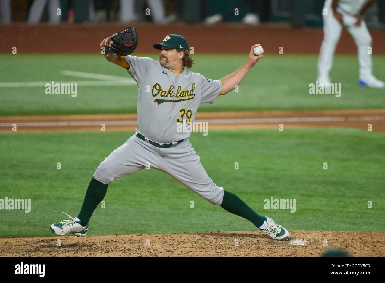 August 14 2021: Oakland pitcher Andrew Chafin (39) throws a pitch ...