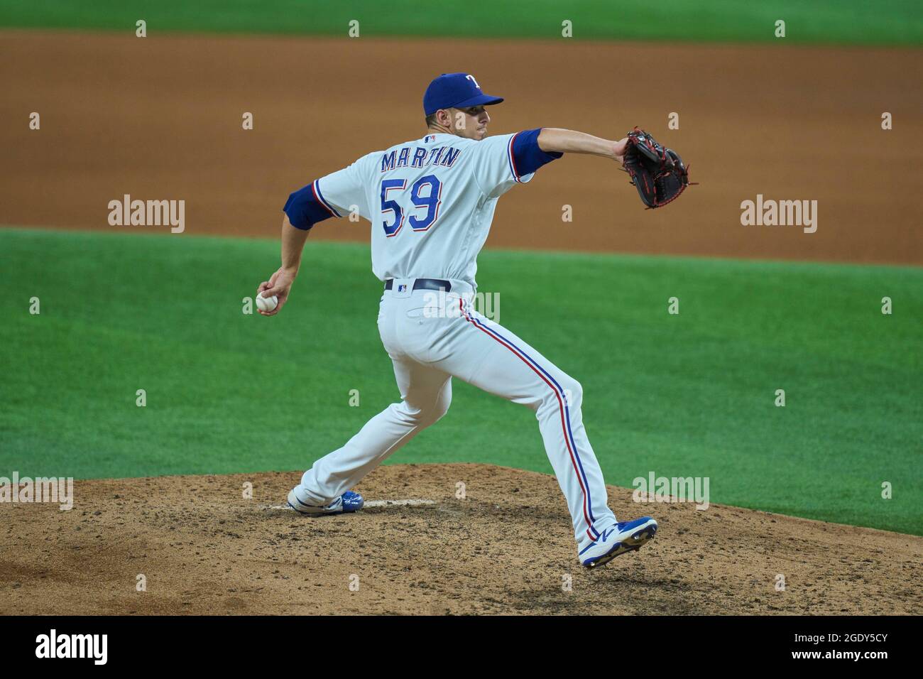 August 14 2021: Texas pitcher Brett Martin (59 )throws a pitch during ...