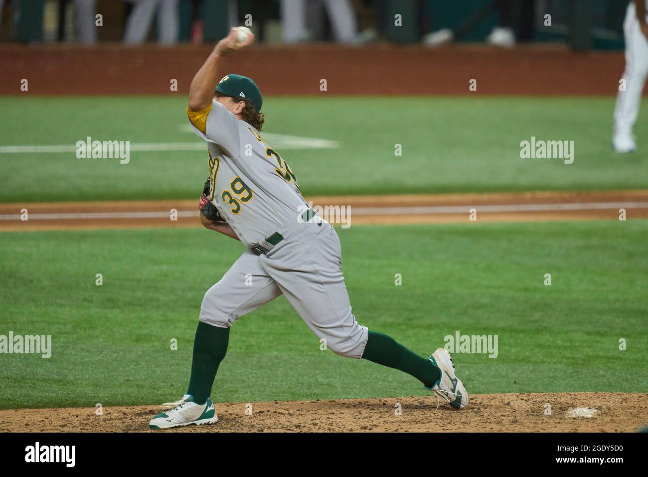 August 14 2021: Oakland pitcher Andrew Chafin (39) throws a pitch ...