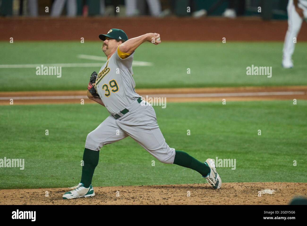 August 14 2021: Oakland pitcher Andrew Chafin (39) throws a pitch ...