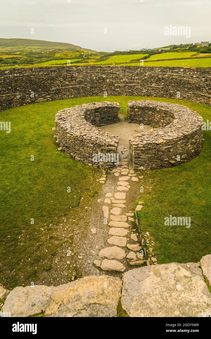 Cahergall megalithic stone fort in Ireland Stock Photo - Alamy