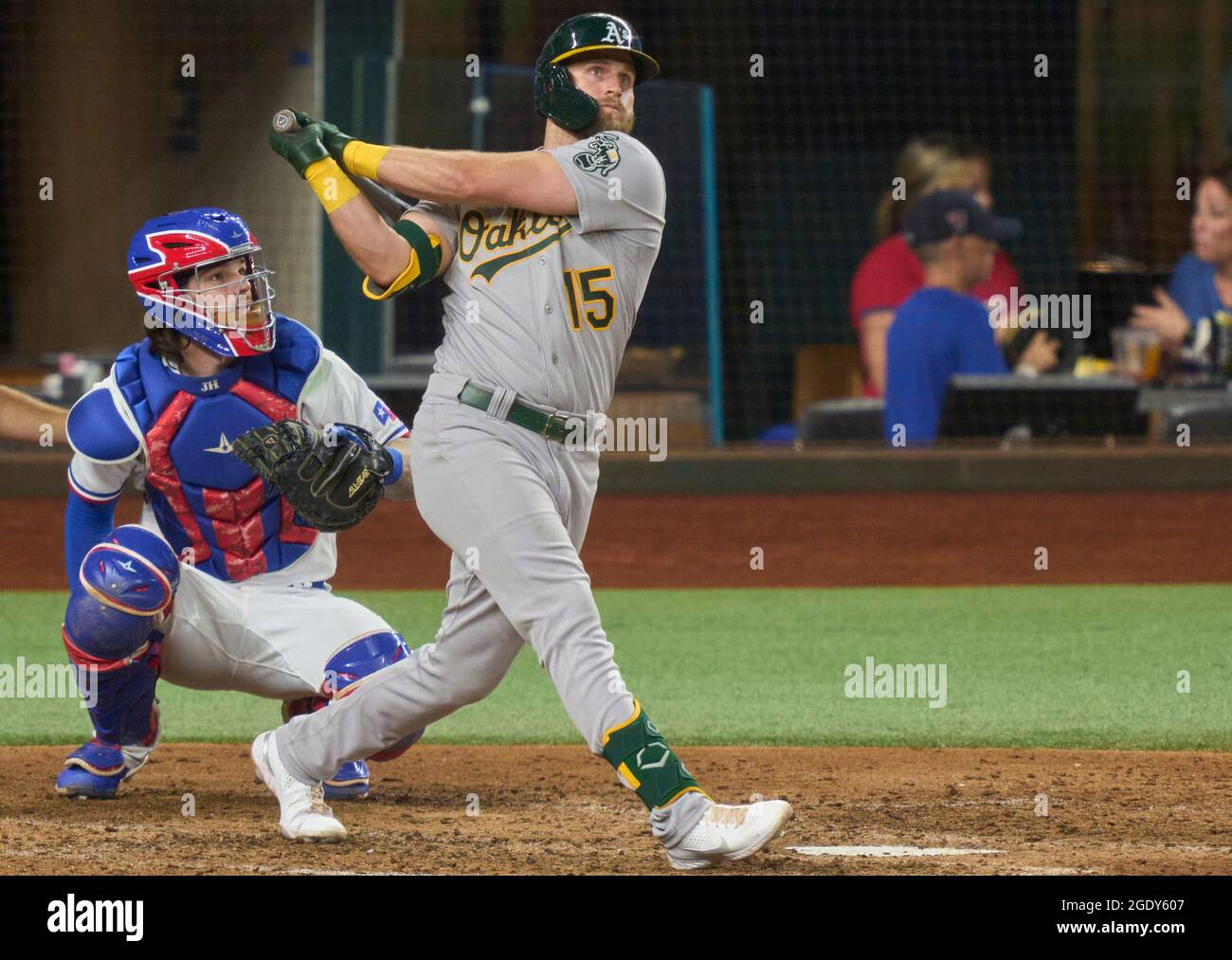 August 14 2021: Oakland right fielder Seth Brown (15) hit a home run ...