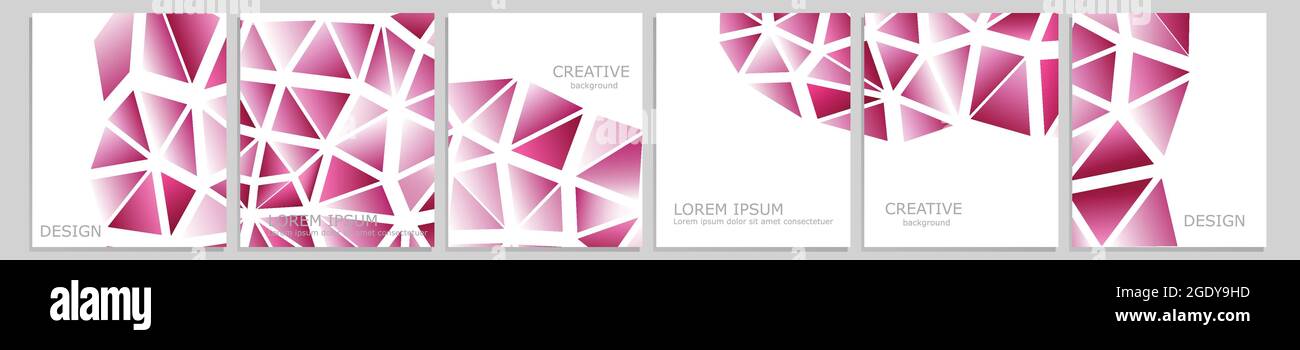 Set of vector cover notebook design. Abstract pink minimal triangles ...