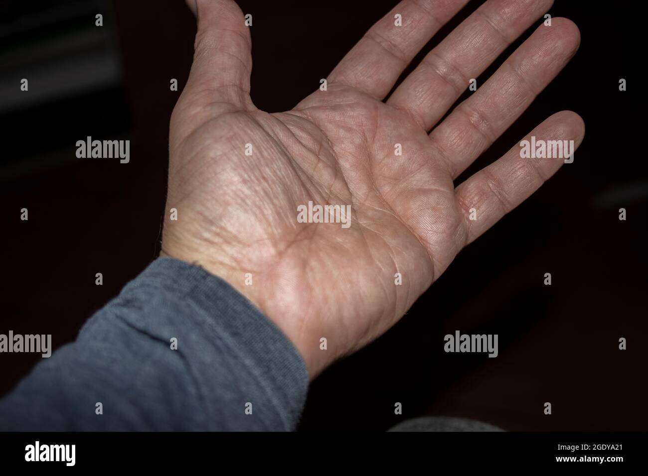 an open hand of a man Stock Photo - Alamy