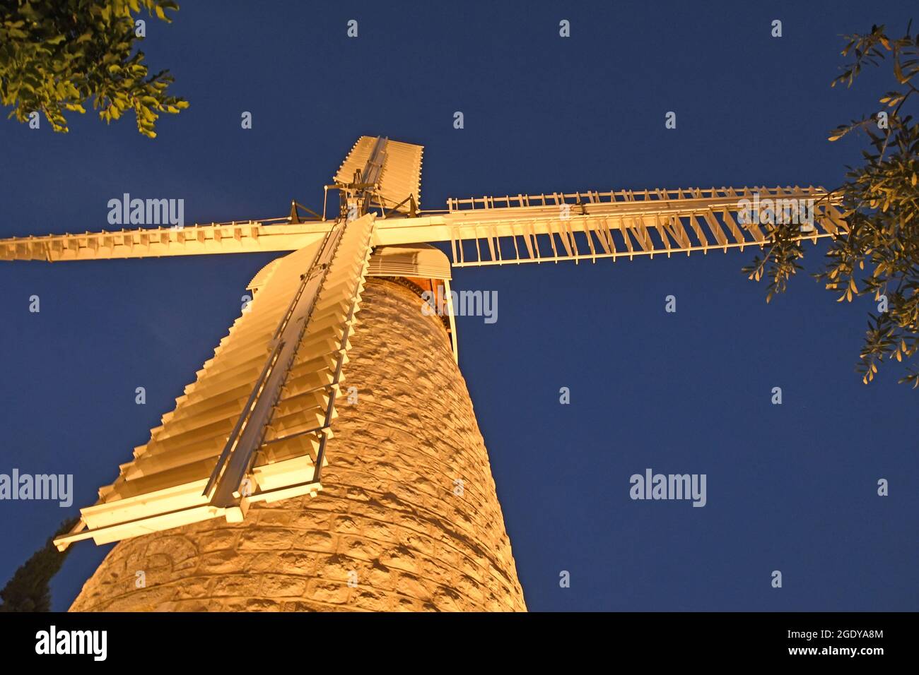 The famous Montefiore Windmill built in 1857,Jerusalem, Israel Stock ...