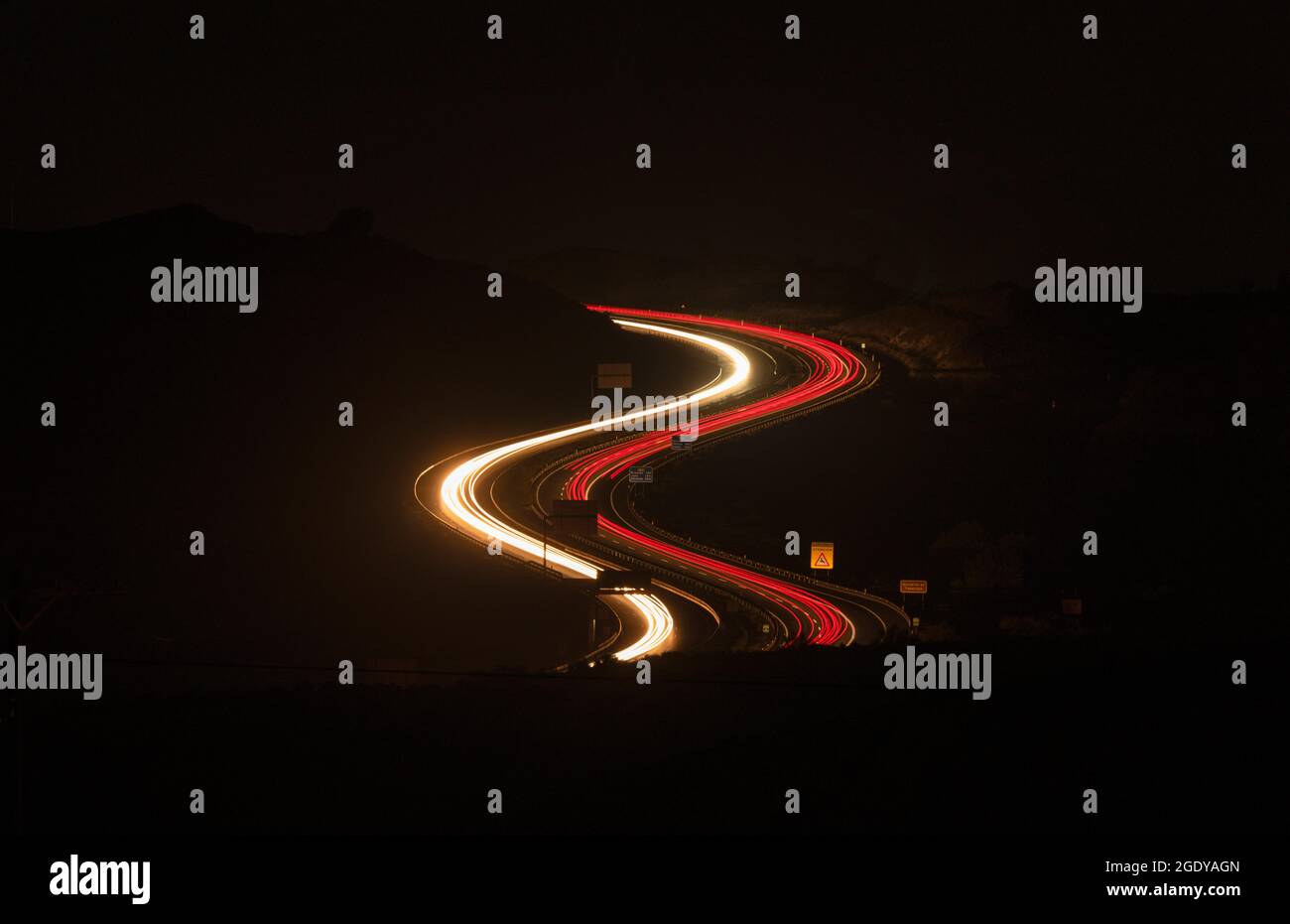 Long exposure of highway at night Stock Photo - Alamy