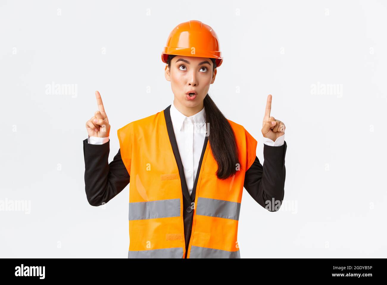 Building, construction and industrial concept. Surprised and curious ...