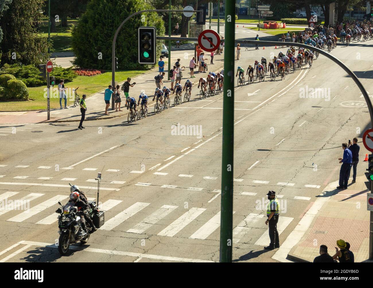 BURGOS, SPAIN - August 15, 2021: Runners of the Vuelta a España cycling ...