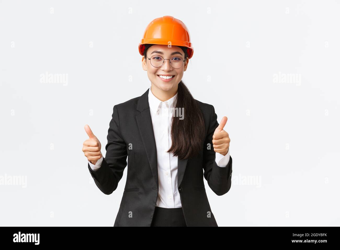 Excellent job, nice work. Satisfied professional female engineer ...