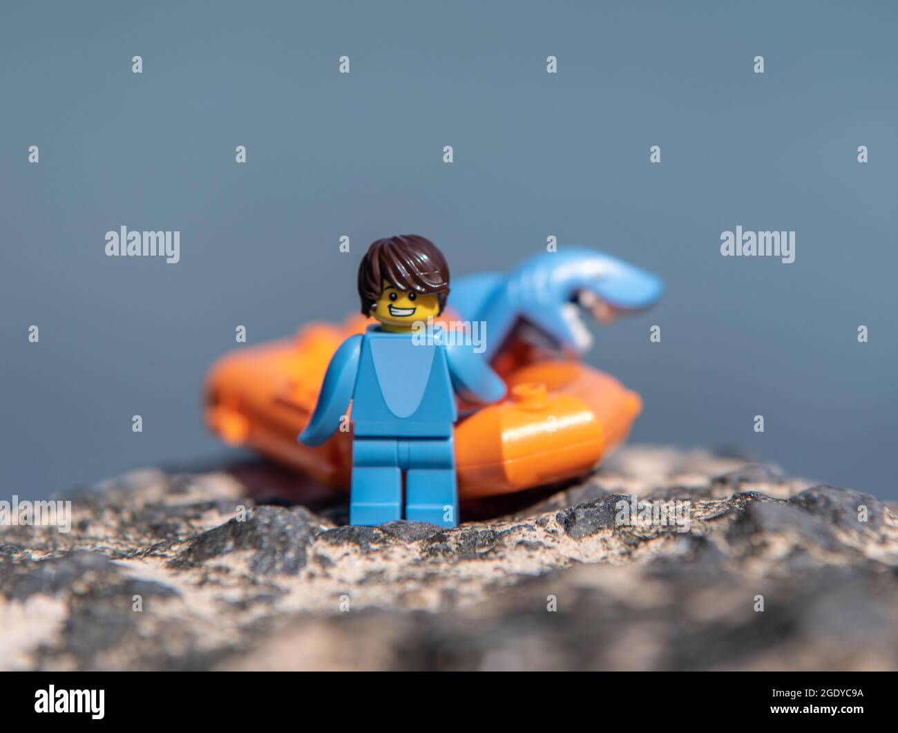 LEGO shark minifigure on the beach Stock Photo - Alamy