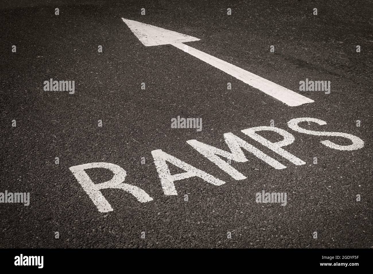 Ramp road sign pointing arrow Stock Photo - Alamy